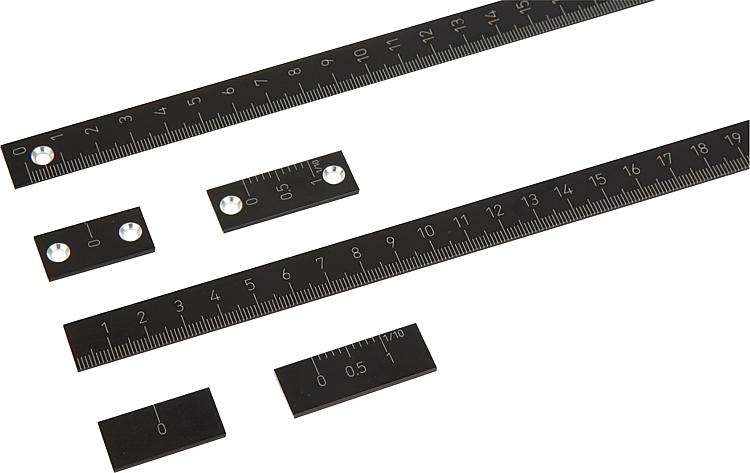 Linear scales, aluminium, self-adhesive or with holes, thickness 2 mm ...
