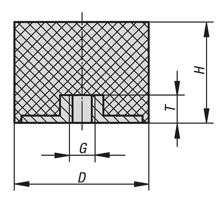 Rubber buffers stainless steel type E cylindrical with internal thread ...